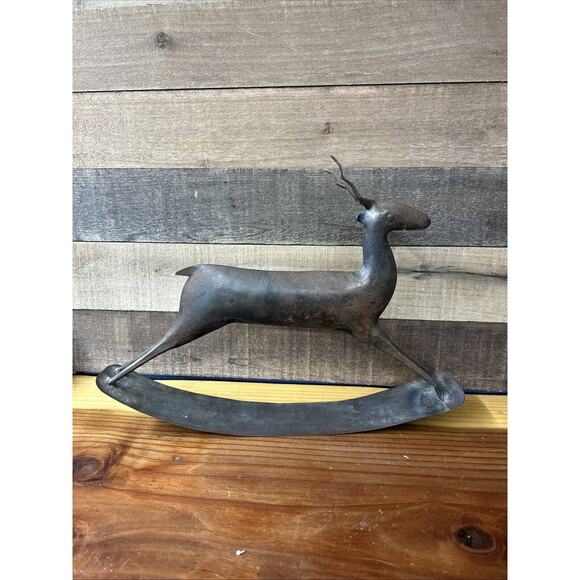 Holiday | Vintage Metal Rocking Antelope Reindeer Figure Folk Art ...